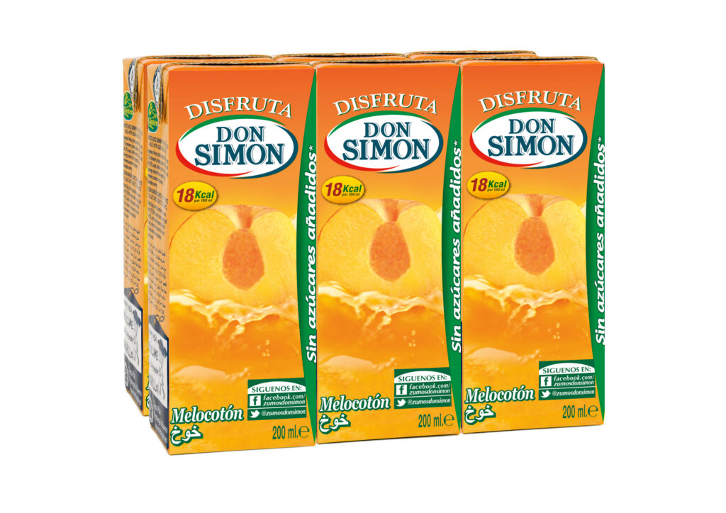Bebida de zumo de frutas Don Simón sabor melocotón 200 ml